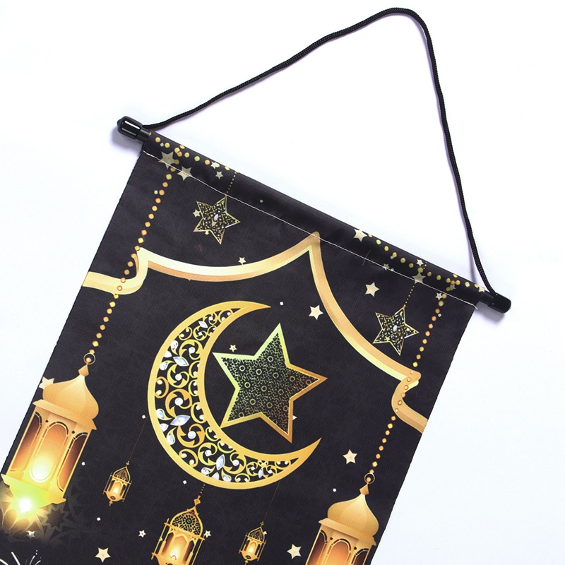 2pcs Eid Mubarak Door Curtain hari raya Black Blue Polyeter Door Banner ...