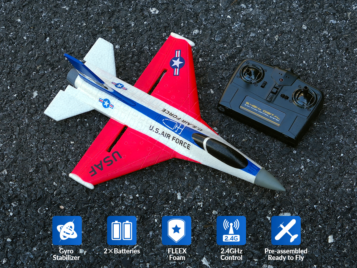 Volantex RC Airplane 2.4Ghz 2CH F16 Falcon With Cool Lights EPP Foam RC ...