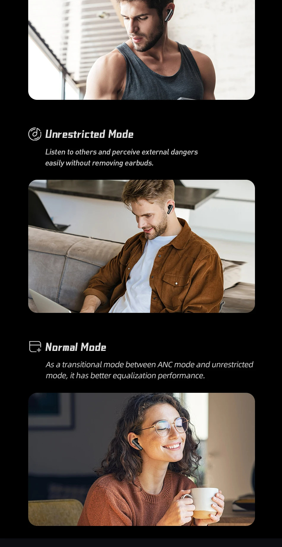 Awei T52 ANC True Wireless Bluetooth Earphones with ANC Active Noise Cancelling + ENC Call Noise ...