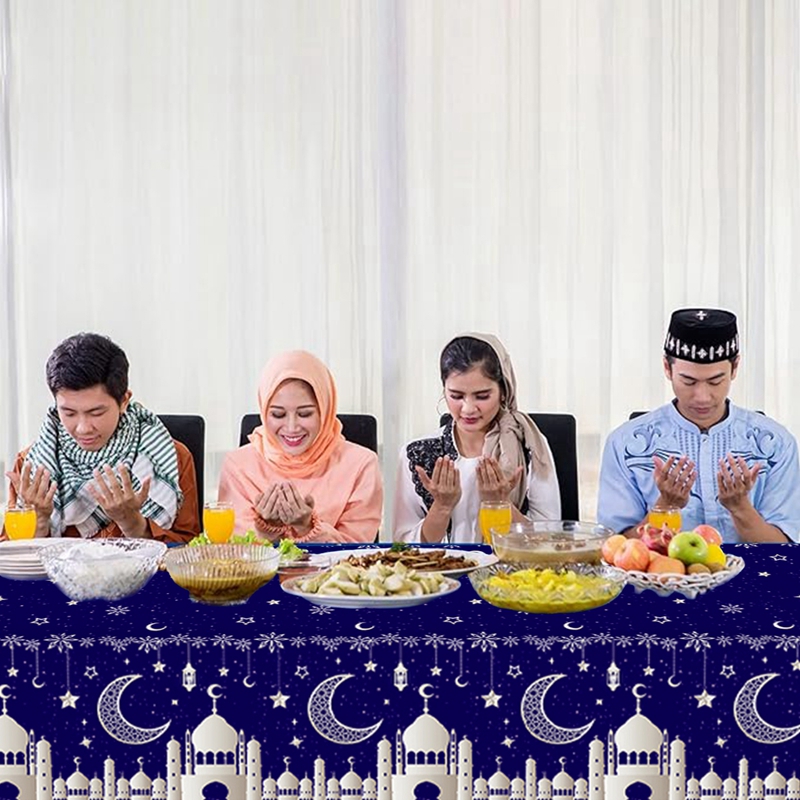 6 Style 130*220CM Eid Mubarak Plastic Tablecloth Ramadan Decoration ...