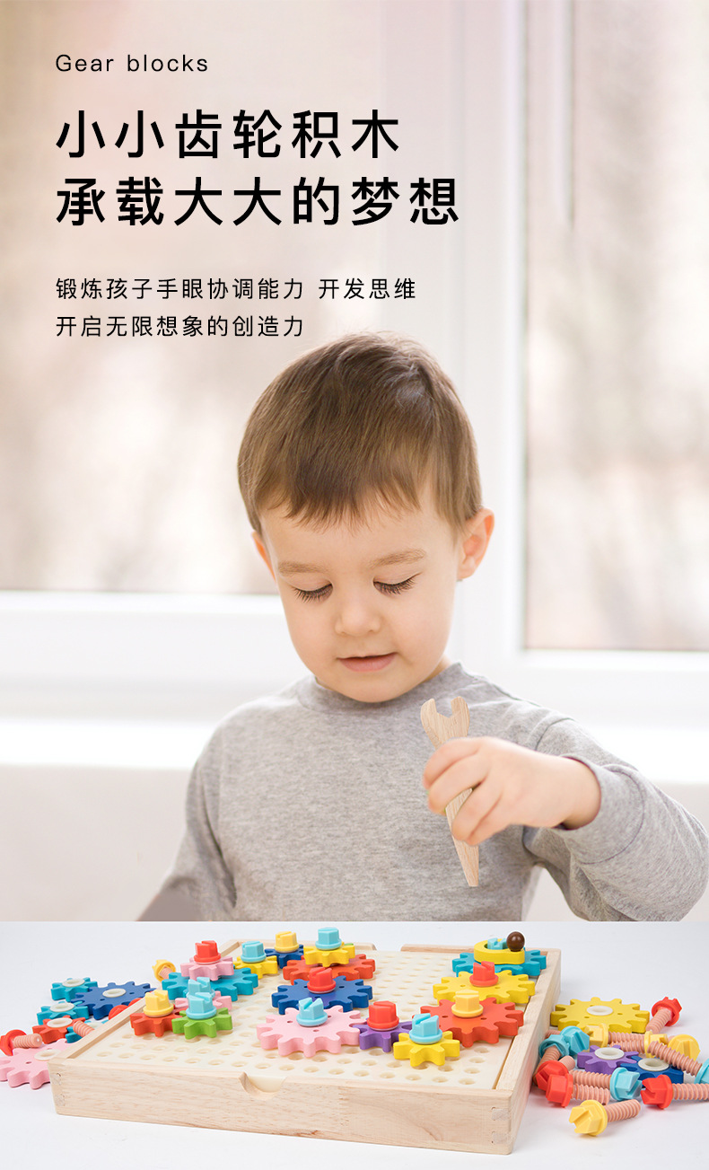 Screw Block Toy- Kids Wooden Manipulative with Screws and Screwdriver ...