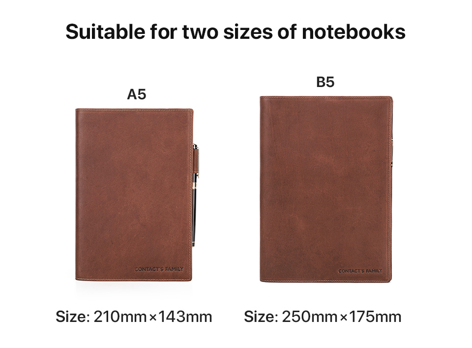 CONTACTS FAMILY Retro Genuine Leather Book Cover Sleeve Protector with ...