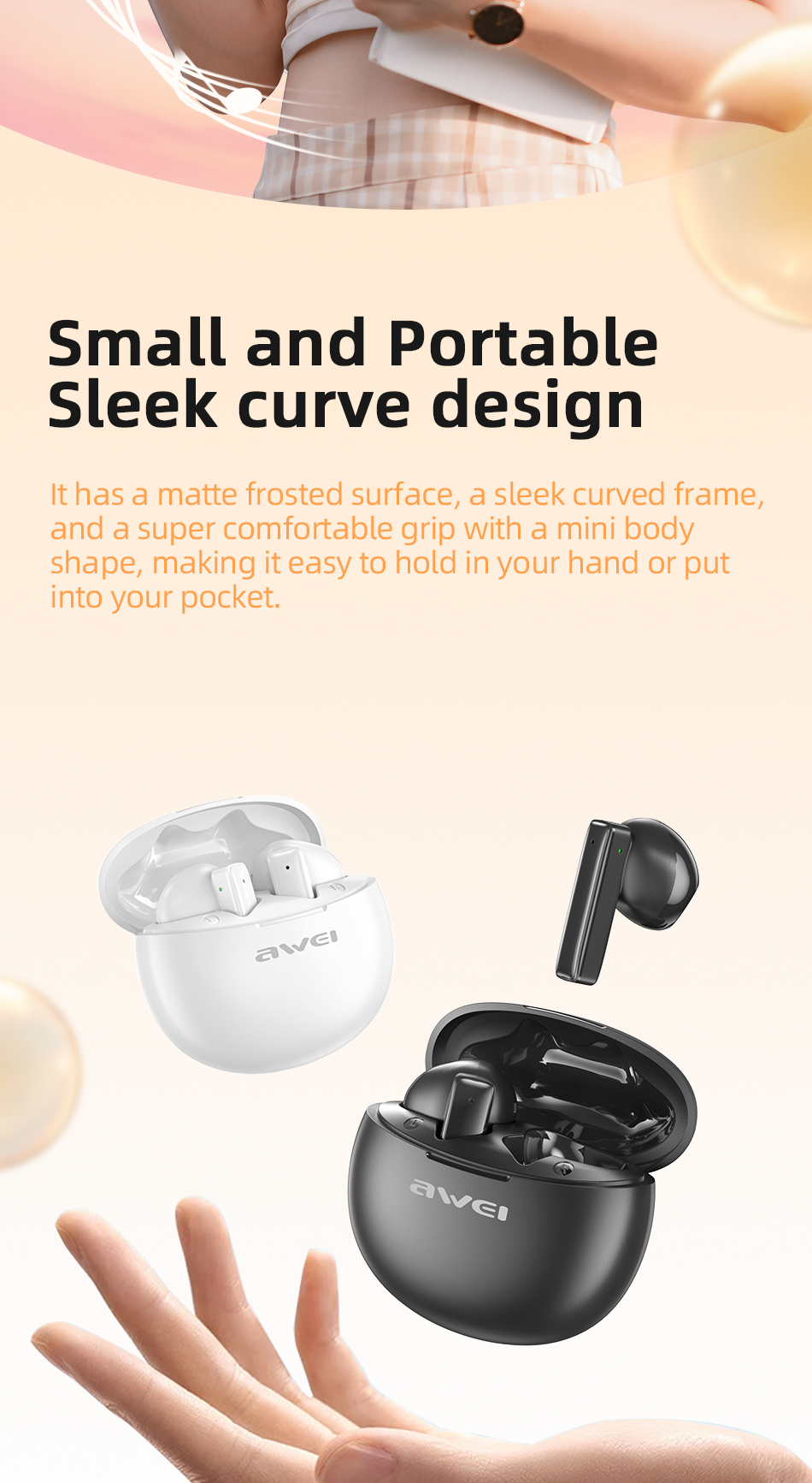 Awei T87 Bluetooth Earphone Wireless Earbud ENC Call Noise Cancelling Earbuds 0.06s Low Latency ...