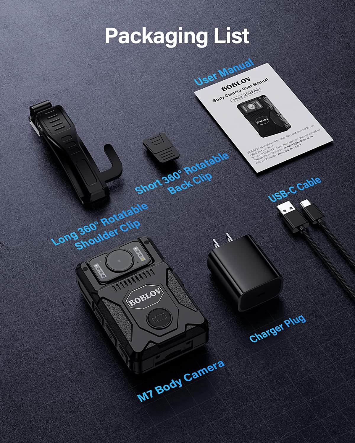 BOBLOV M7 HD1080P Body Mini Sports Action Police Wearable Camera With ...