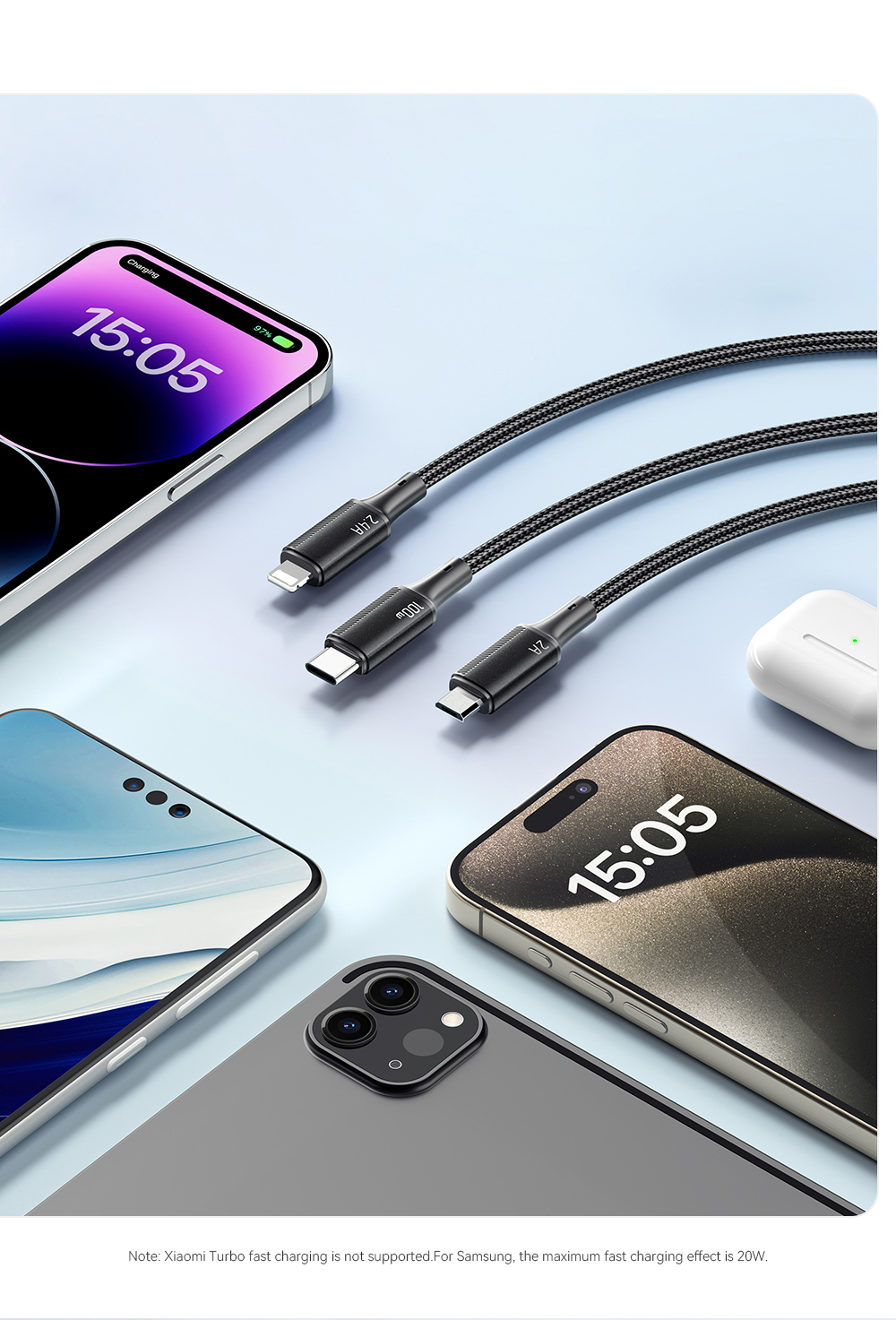 Essager 7A 100W 3 in 1 USB Type C Cable Micro Iph Plug Wire For Max ...