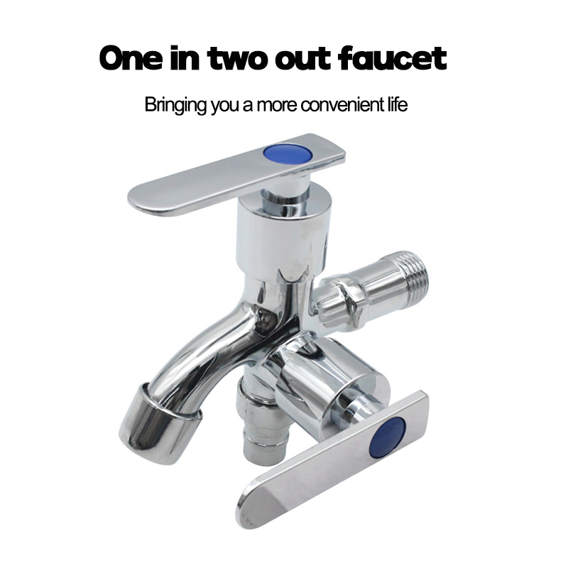 Water Tap Bathroom Sink Double Outlet Washing Machine Faucet 304 ...