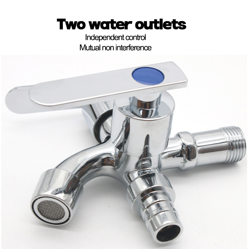 Water Tap Bathroom Sink Double Outlet Washing Machine Faucet 304 Stainless steel multifunction ...