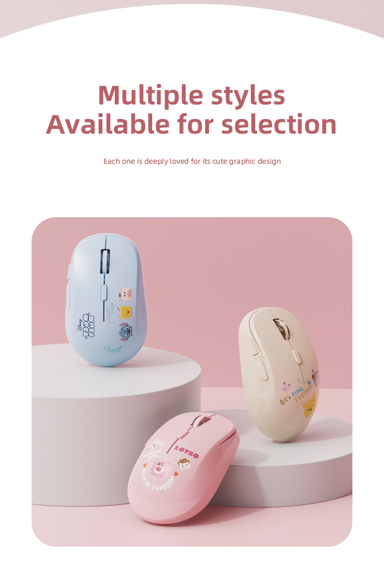 Disney QS-MS01 Wireless Mouse Stable Connection Sweatproof Three Speed Comfortable Feel Cute ...