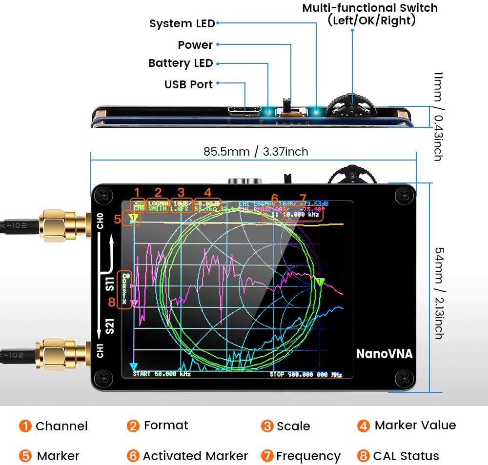 Nanovna 10KHz-1.5GHz VNA Kit | SEESII 2-in-1 Antenna Analyzer ...