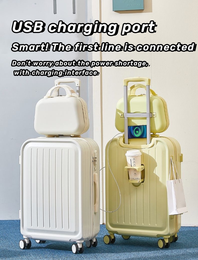 【1994HOME】Tow Box Luggage with Cup holder can USB charging Large ...