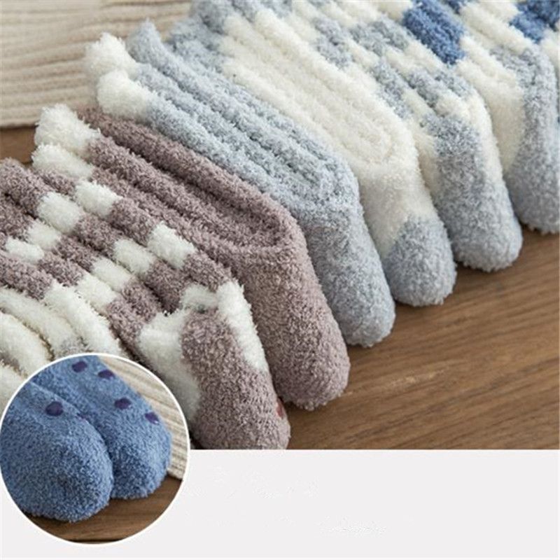 Silicone Anti-slip Coral Fleece Thickened Warm Floor Socks Winter Plush ...