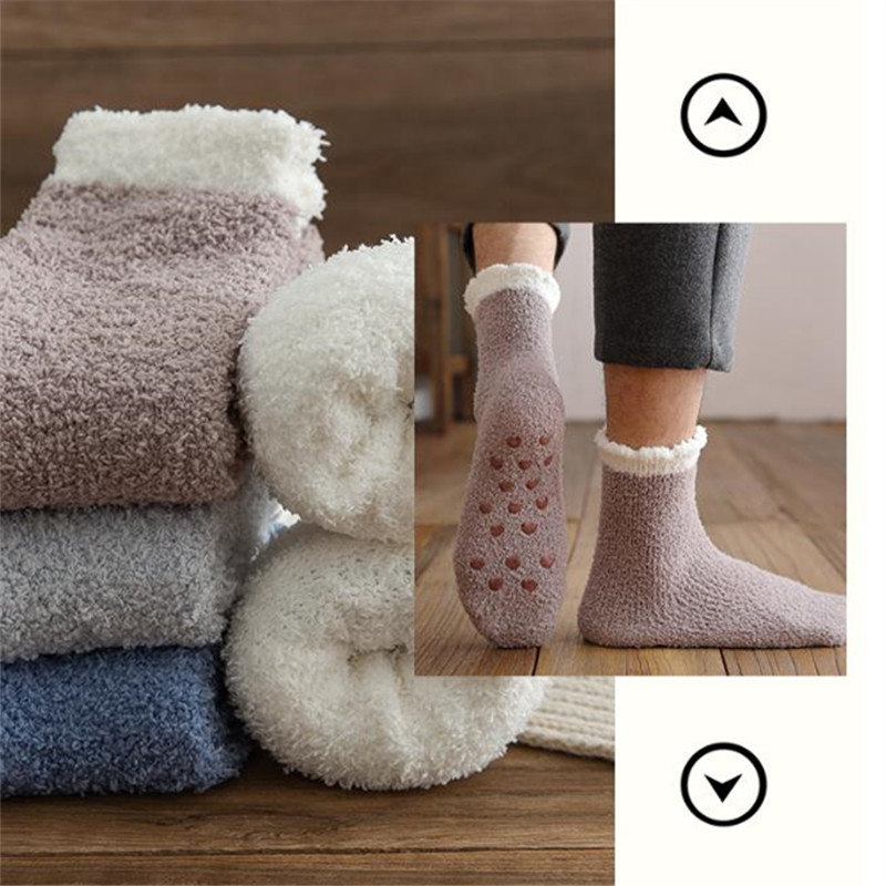 Silicone Anti-slip Coral Fleece Thickened Warm Floor Socks Winter Plush ...