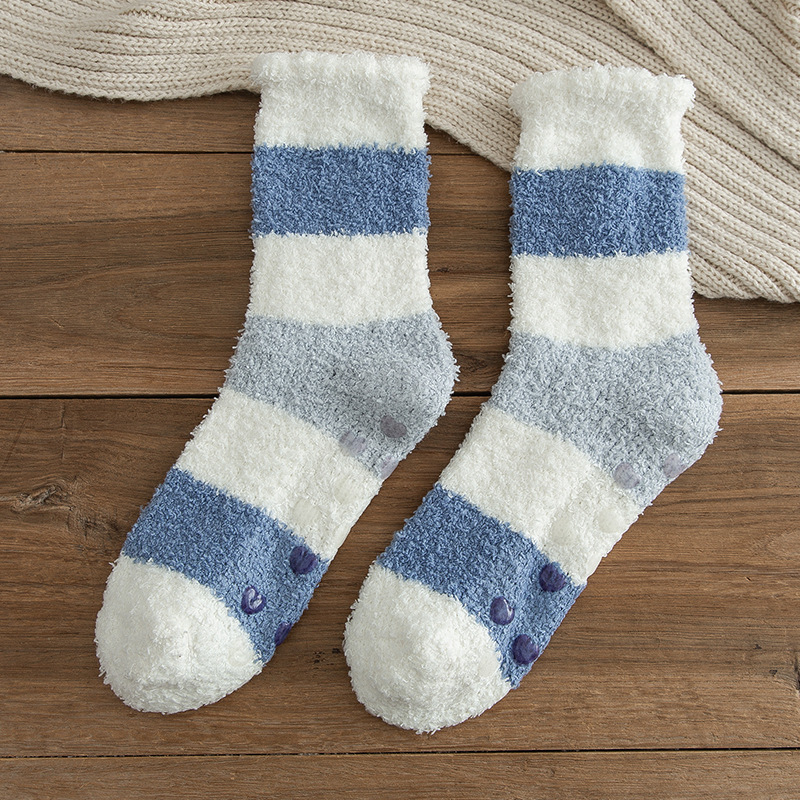 Silicone Anti-slip Coral Fleece Thickened Warm Floor Socks Winter Plush ...