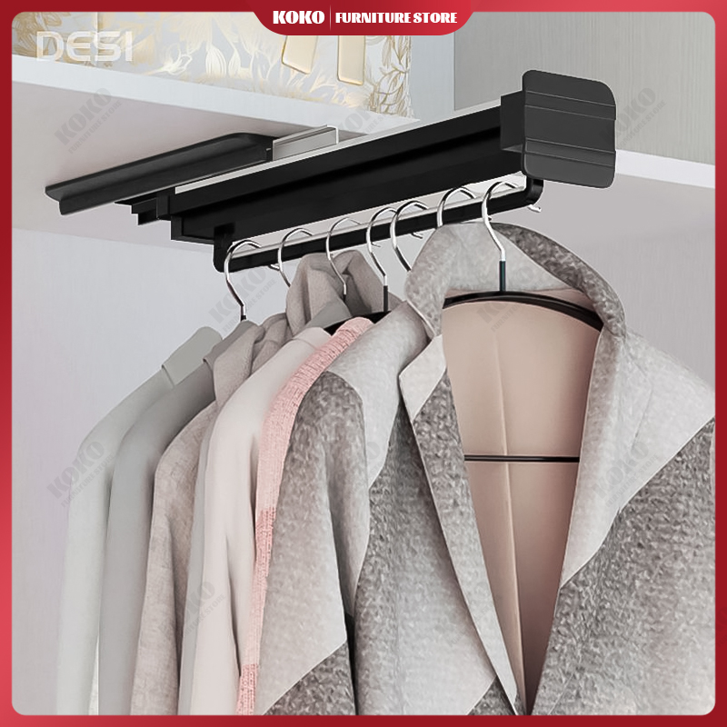 Built-in pull-out pants rack closet inside hanging rod top mounted ...