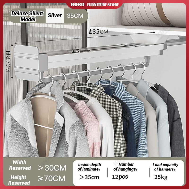 Built-in pull-out pants rack closet inside hanging rod top mounted ...
