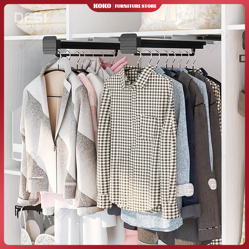 Built-in pull-out pants rack closet inside hanging rod top mounted ...