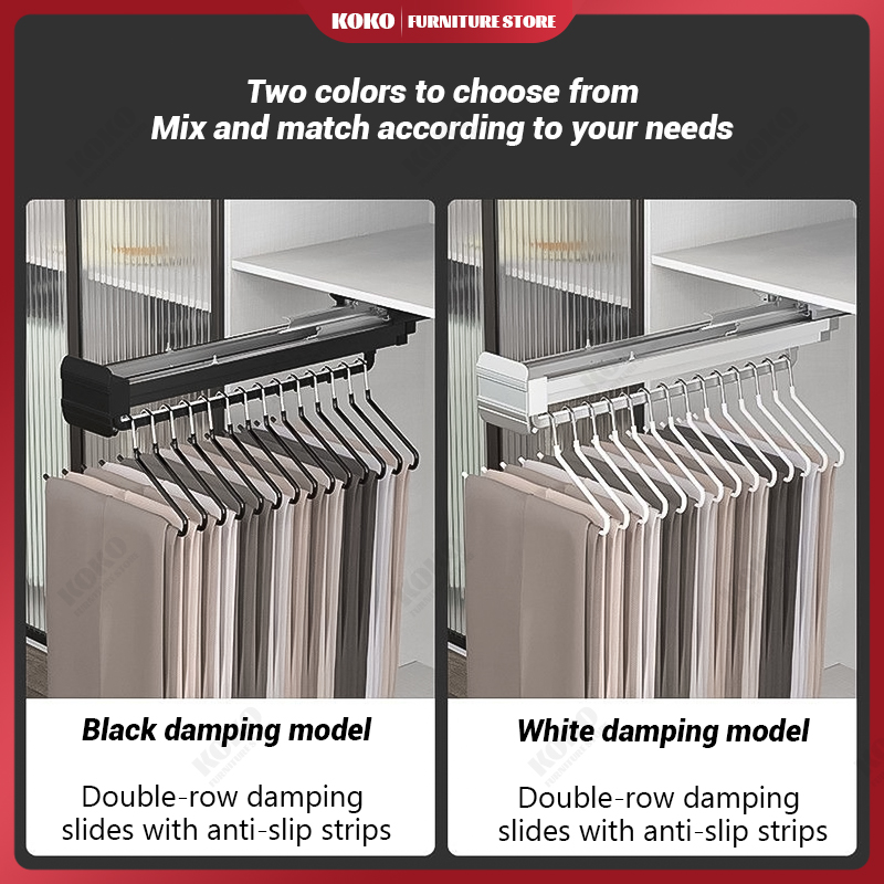 Built-in pull-out pants rack closet inside hanging rod top mounted ...