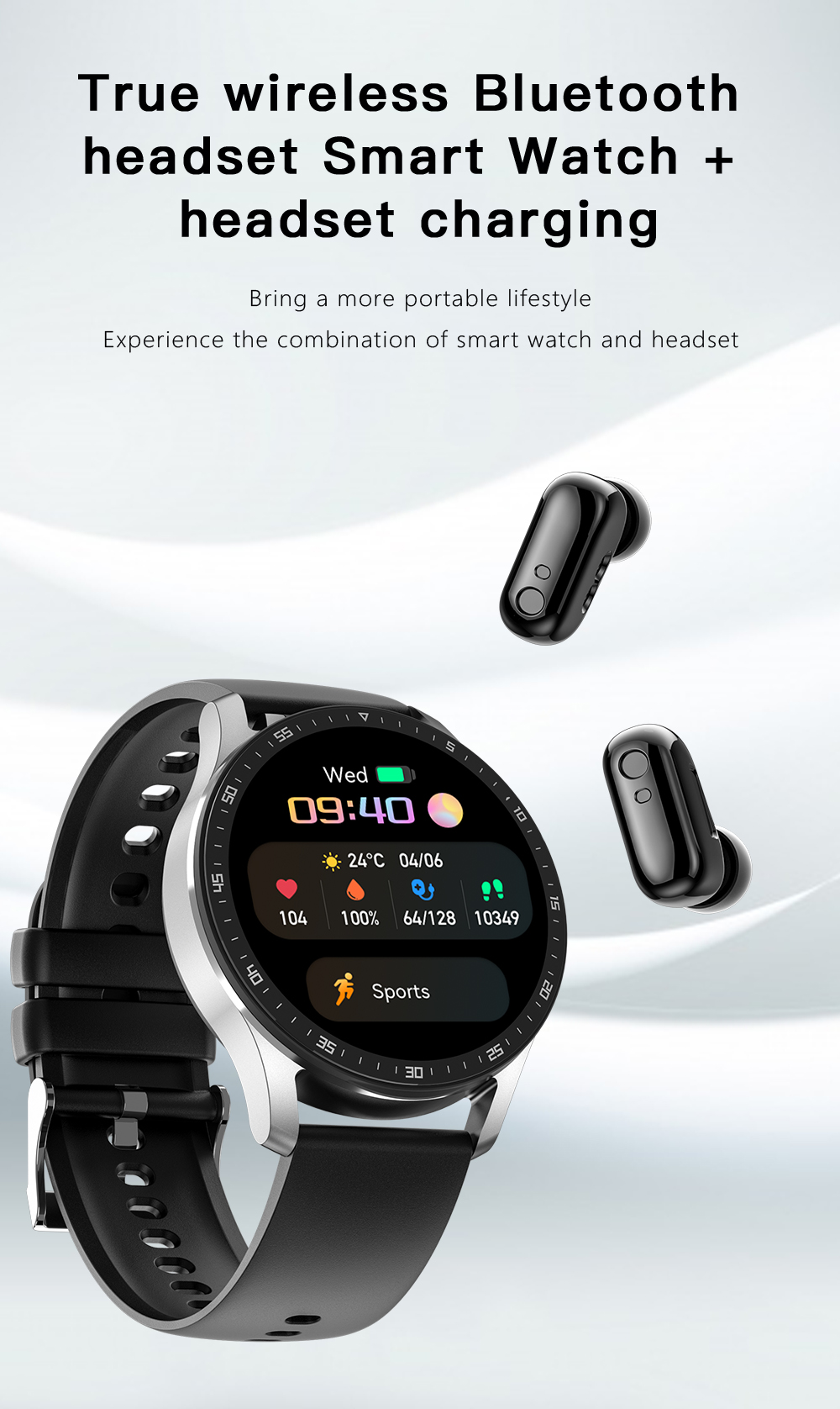New X10 Headset Smart Watch TWS Two In One Wireless Bluetooth Dual ...
