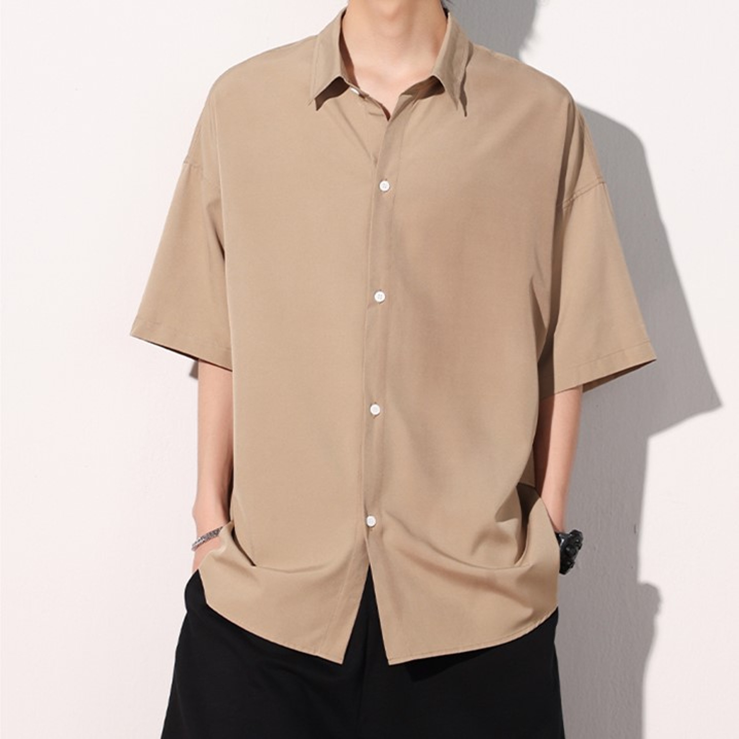 🔥Local Delivery🚚COD Men Casual Shirt Baju Kemeja lelaki Plain Casual ...