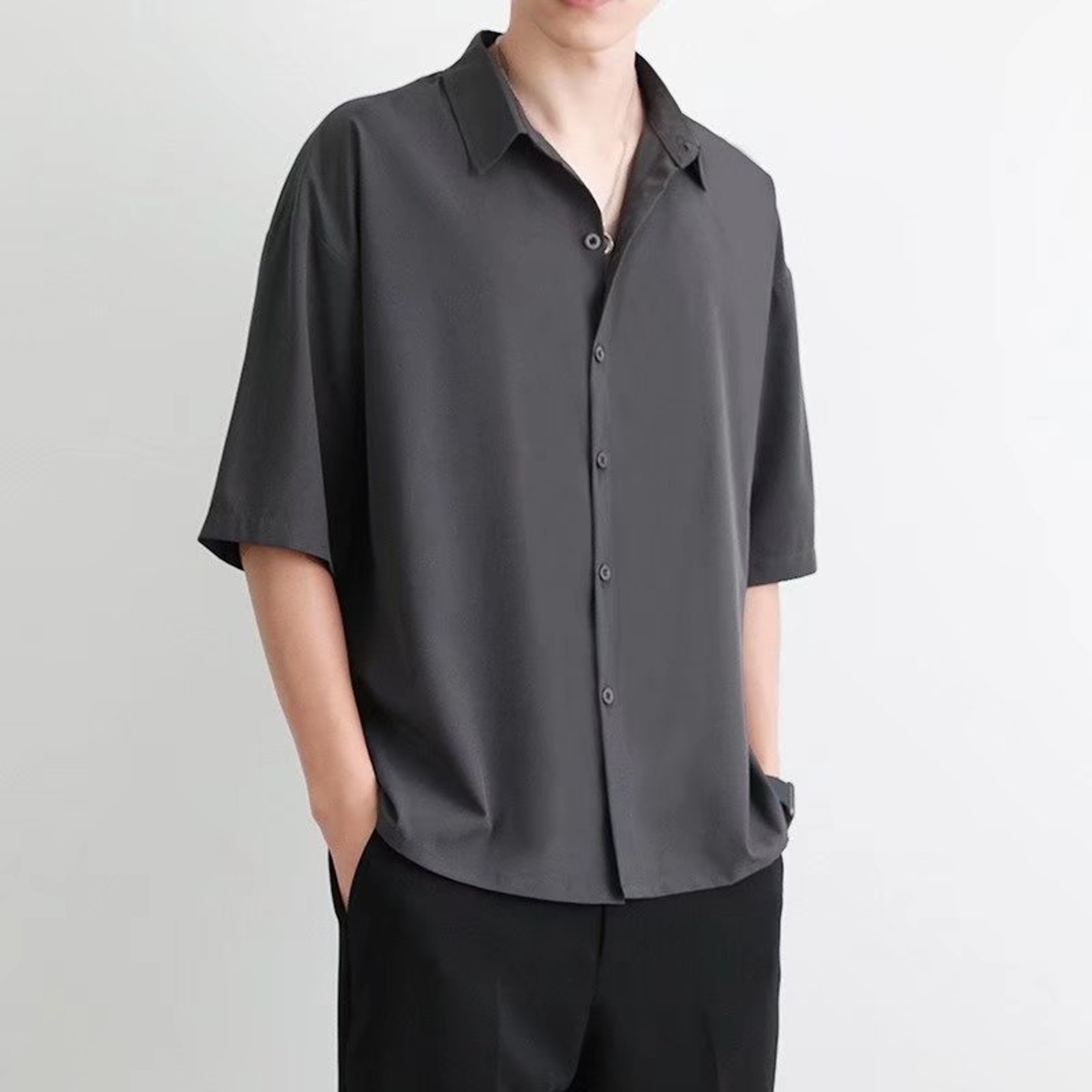 🔥Local Delivery🚚COD Men Casual Shirt Baju Kemeja lelaki Plain Casual ...