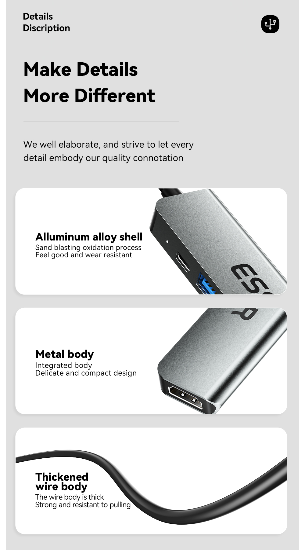 Essager Type C Hub To Hdmi Usb3 0 Adapter 7 In 1 Rj45 Sd Card Reader Pd