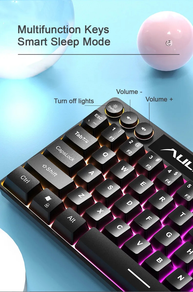 Aula F3061 Mechanical Gaming Keyboard Anti-ghosting 64 Brown Switch ...