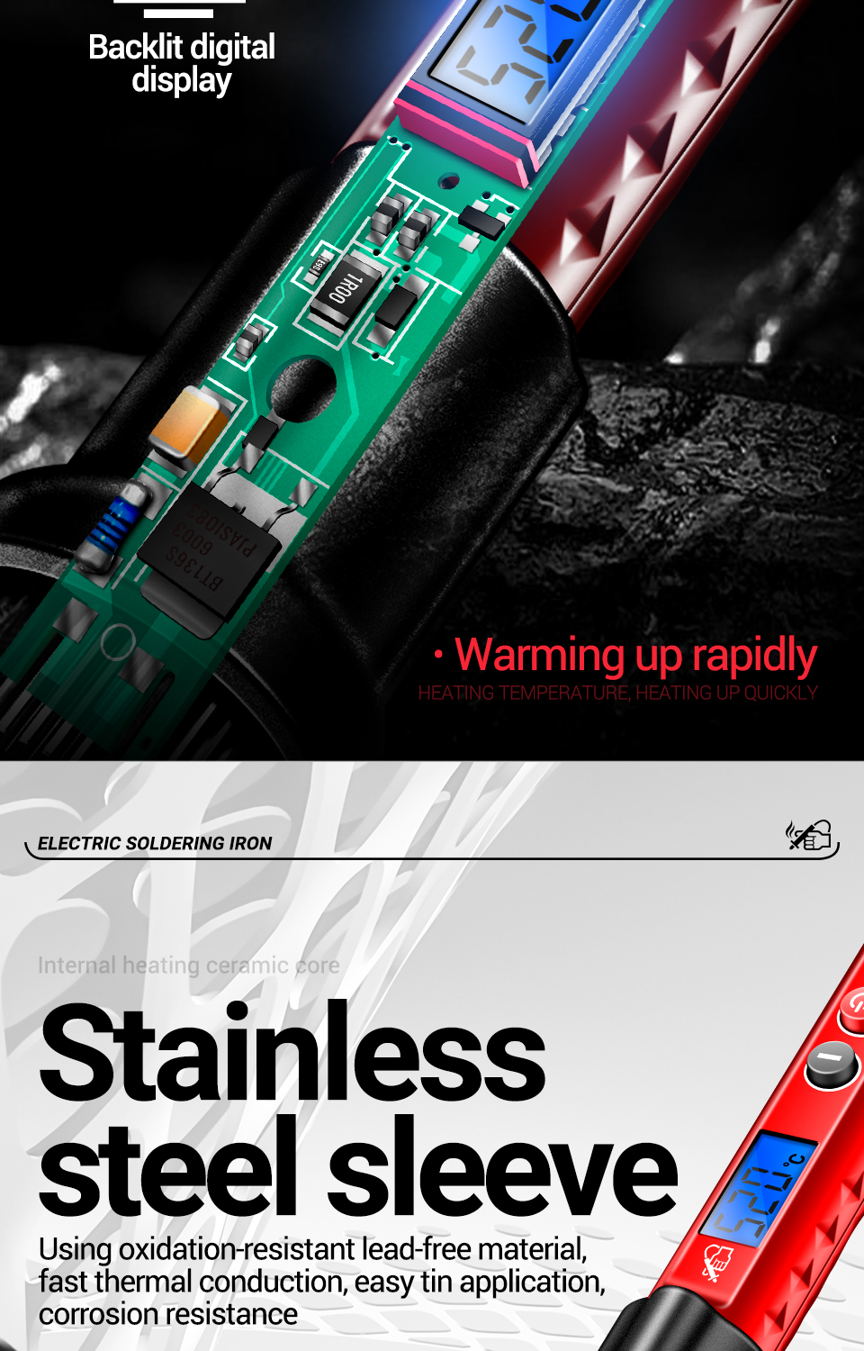 ANENG SL106 Electric Soldering Iron US/EU plug 11 Set 220V 110V ...