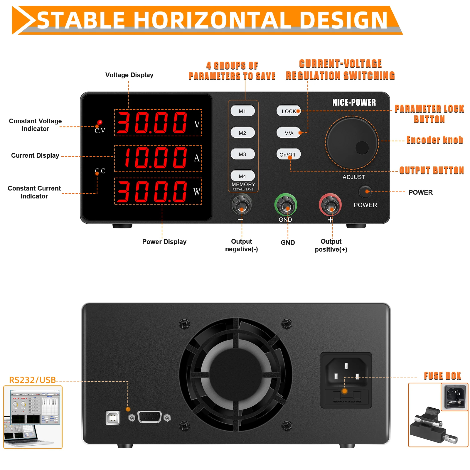 Newest RS-232/USB Programmable DC Adjustable Power Supply Laboratory Maintenance Workbench ...