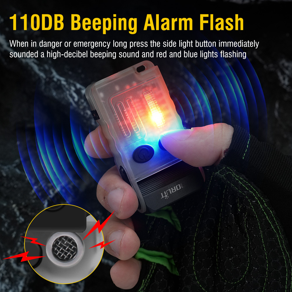 BORUiT V20 Keychain EDC LED Flashlight Head Swivels Type-C Rechargeable ...