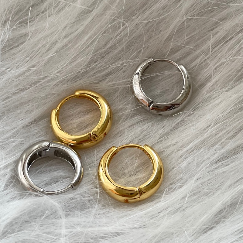 Korean Fashion Plain Circle Earrings Elegant Simple Ear Studs Jewelry ...