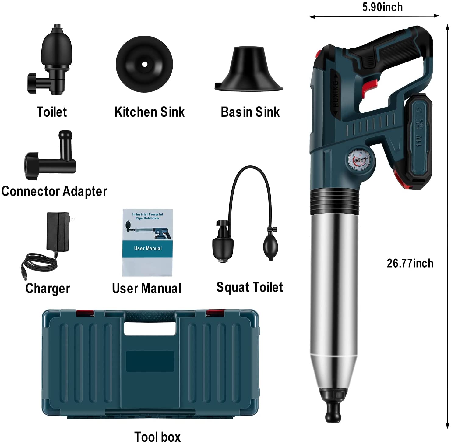 Heavy Duty Drain Clog Blaster, Aiment Unclog Gun, Powerful Pneumatic ...