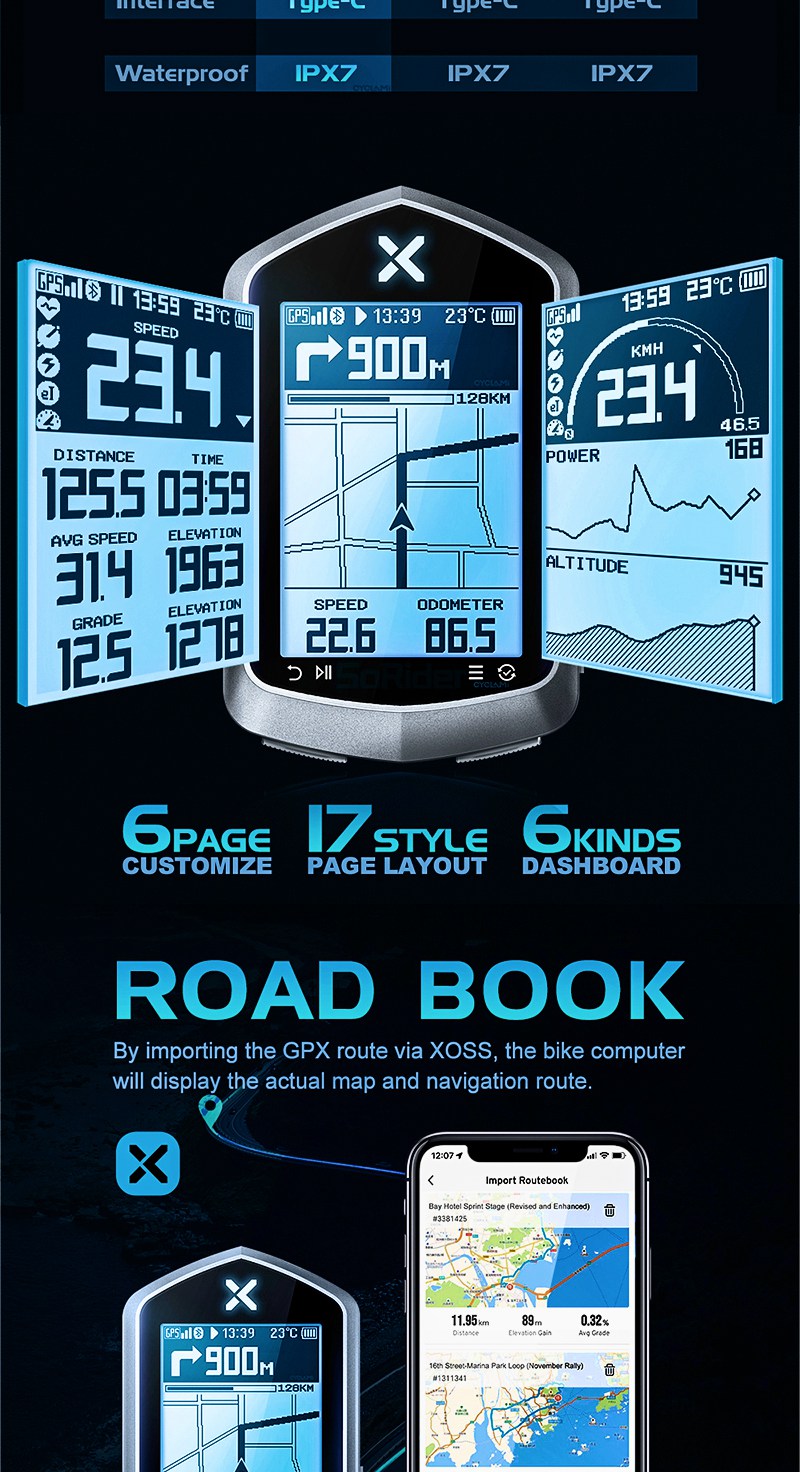 XOSS NAV Plus NAV+ NAV2 Bike Computer GPS Bicycle Riding Cycling Map ...