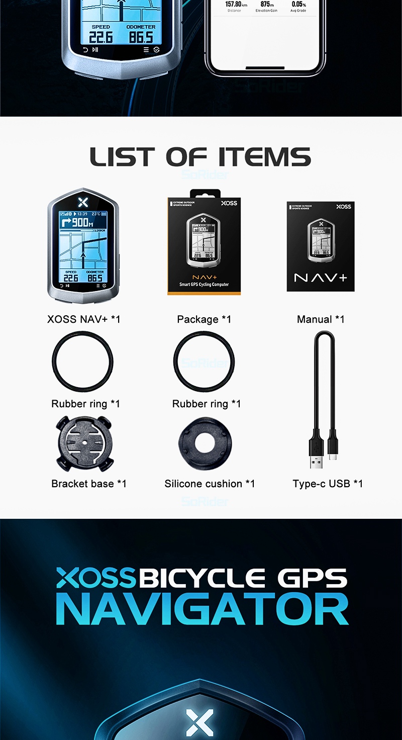 XOSS NAV Plus NAV+ NAV2 Bike Computer GPS Bicycle Riding Cycling Map ...