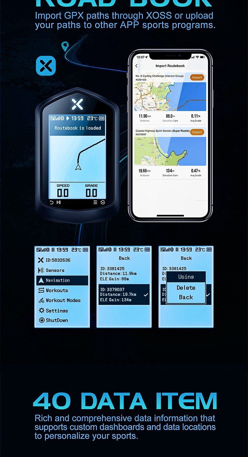 XOSS NAV Plus NAV+ NAV2 Bike Computer GPS Bicycle Riding Cycling Map ...