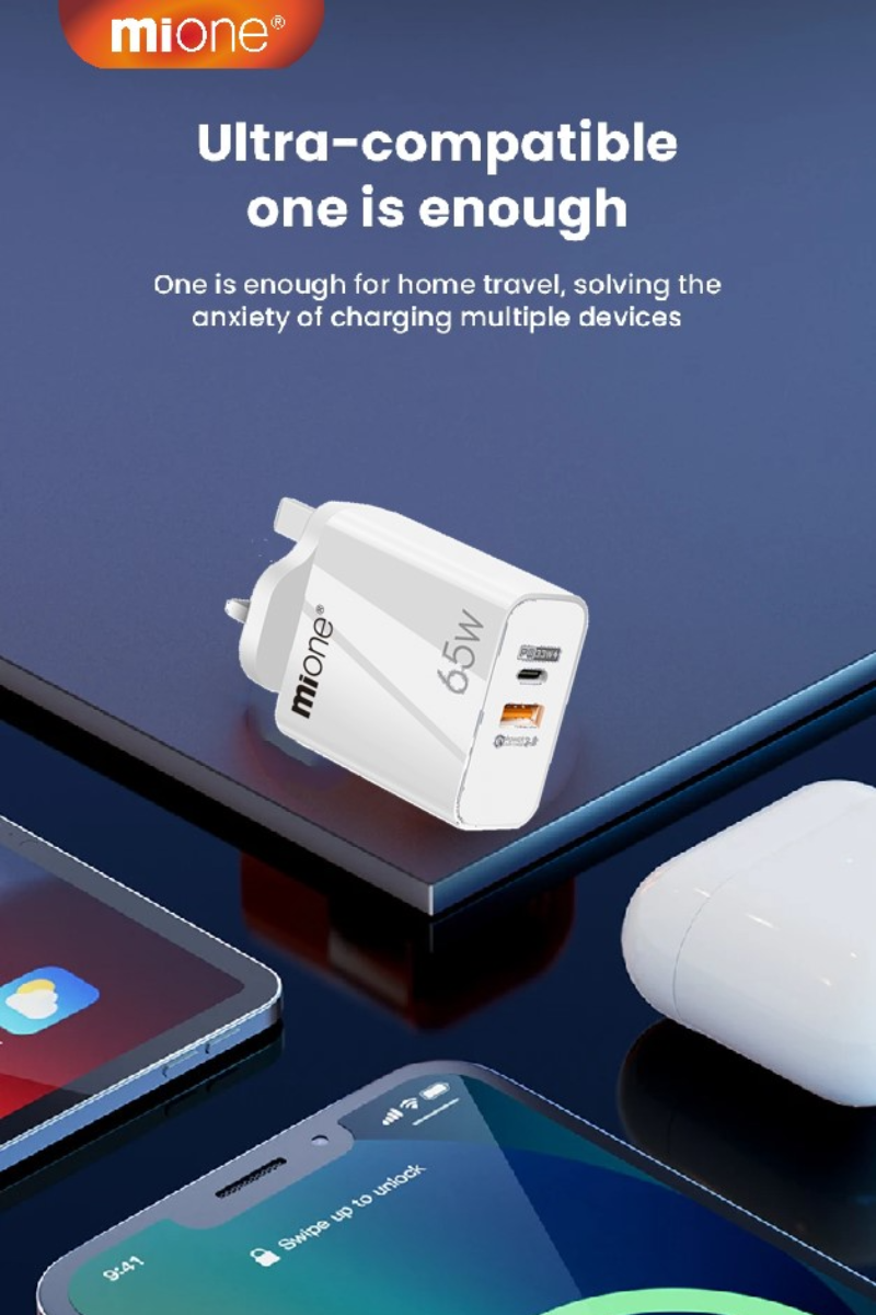 Mione Travel Changer 100W Charger USB Type C Adapter Fast Charging For ...