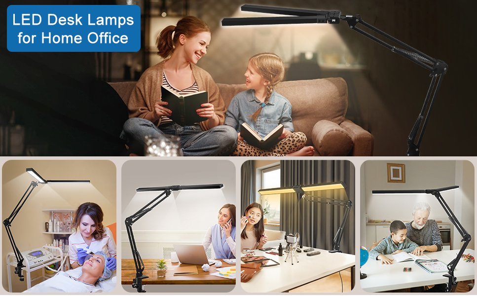 Dimmable Desk Lamps Led 3 Colors Table Light Study Lamps Adjustable Arm ...