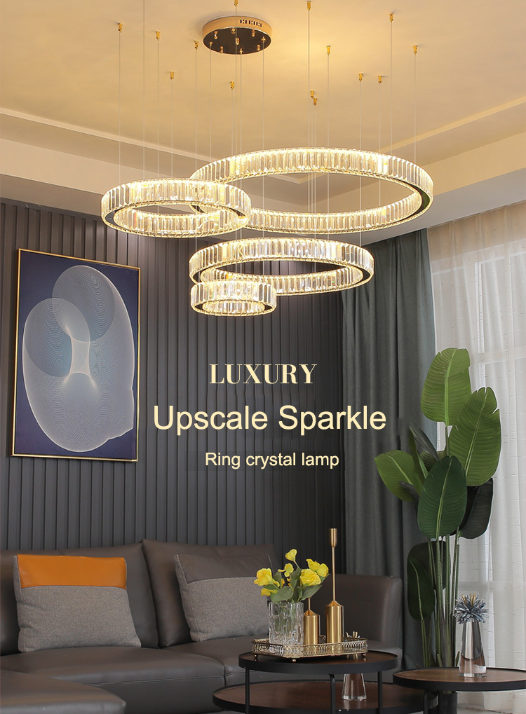 Candelier Kristal Modern LED Crystal Pendant Lights Gold Chrome Round ...