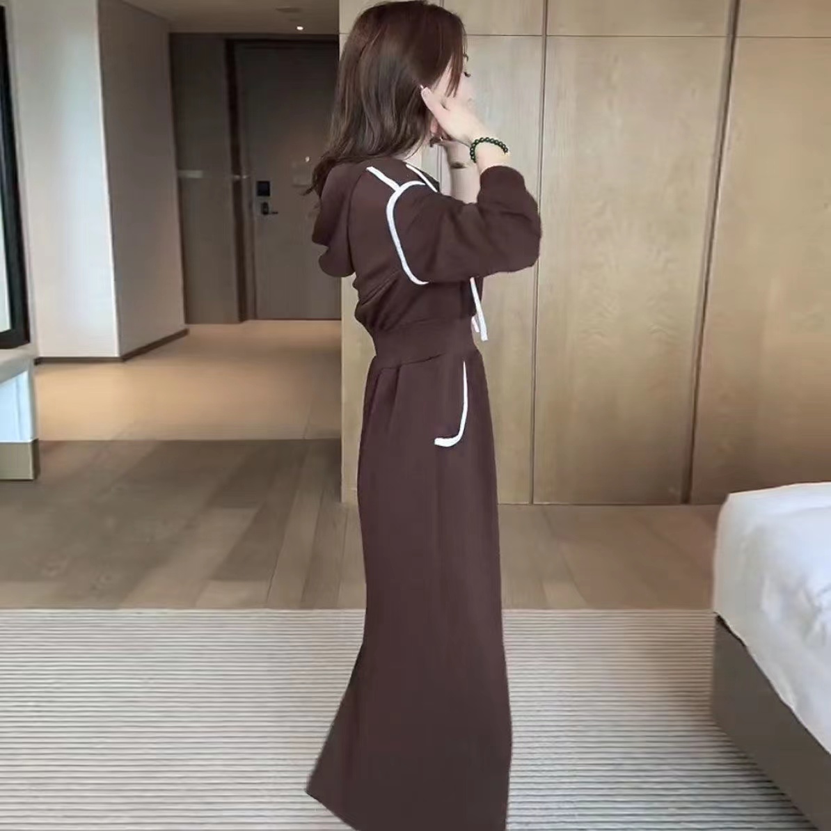 Fashion Women's Maxi Hoodie Dress Long Sleeve Zipper V Neck Shirt Dress ...