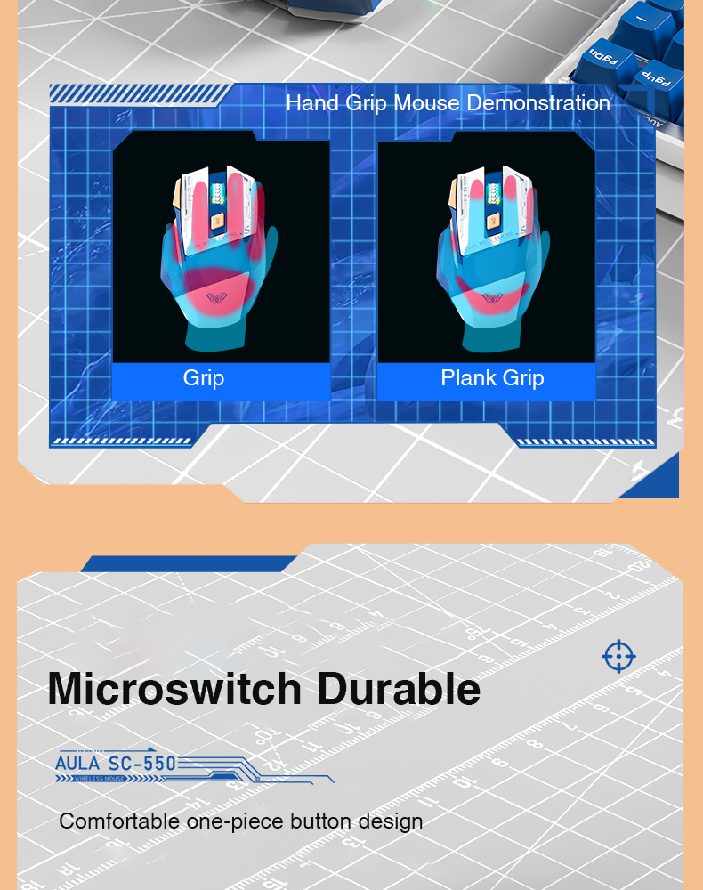 AULA SC550 Gaming Mouse Dual Mode Type-c Wired 2.4G Wireless RGB ...