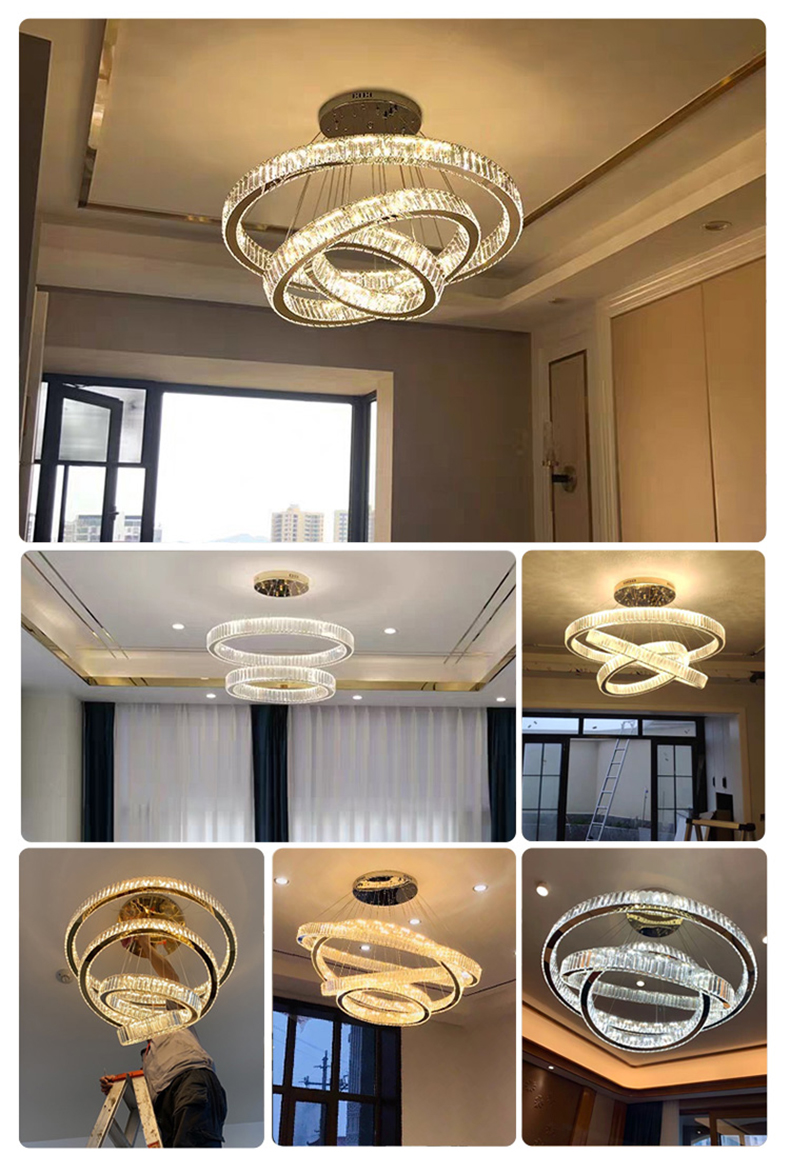 Candelier Kristal Modern LED Crystal Pendant Lights Gold Chrome Round ...