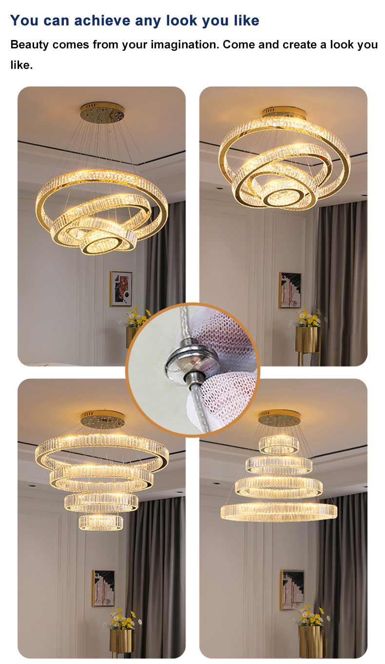Candelier Kristal Modern LED Crystal Pendant Lights Gold Chrome Round ...