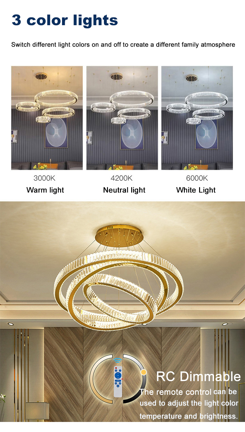 Candelier Kristal Modern LED Crystal Pendant Lights Gold Chrome Round ...
