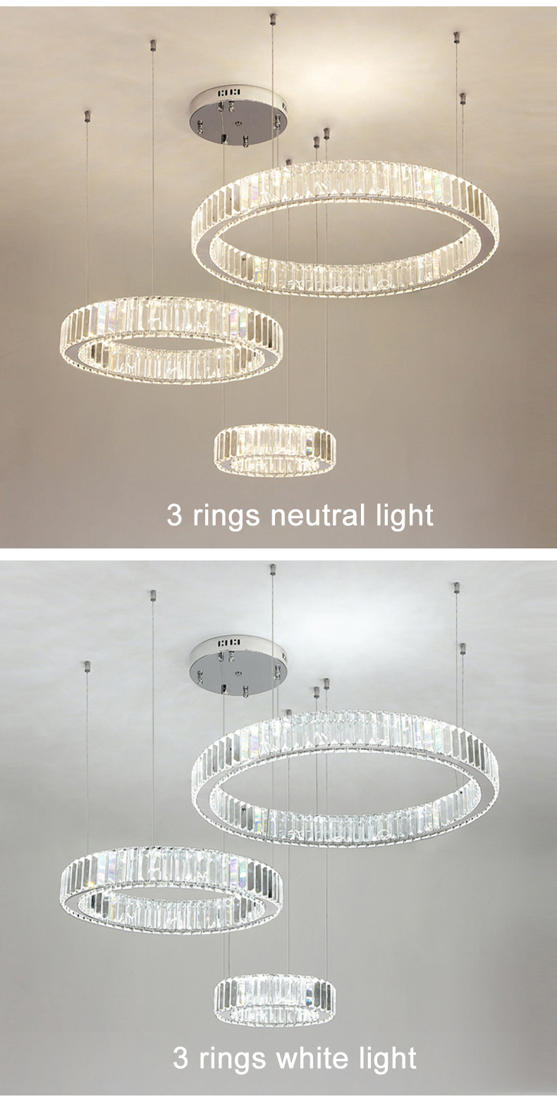 Candelier Kristal Modern LED Crystal Pendant Lights Gold Chrome Round ...