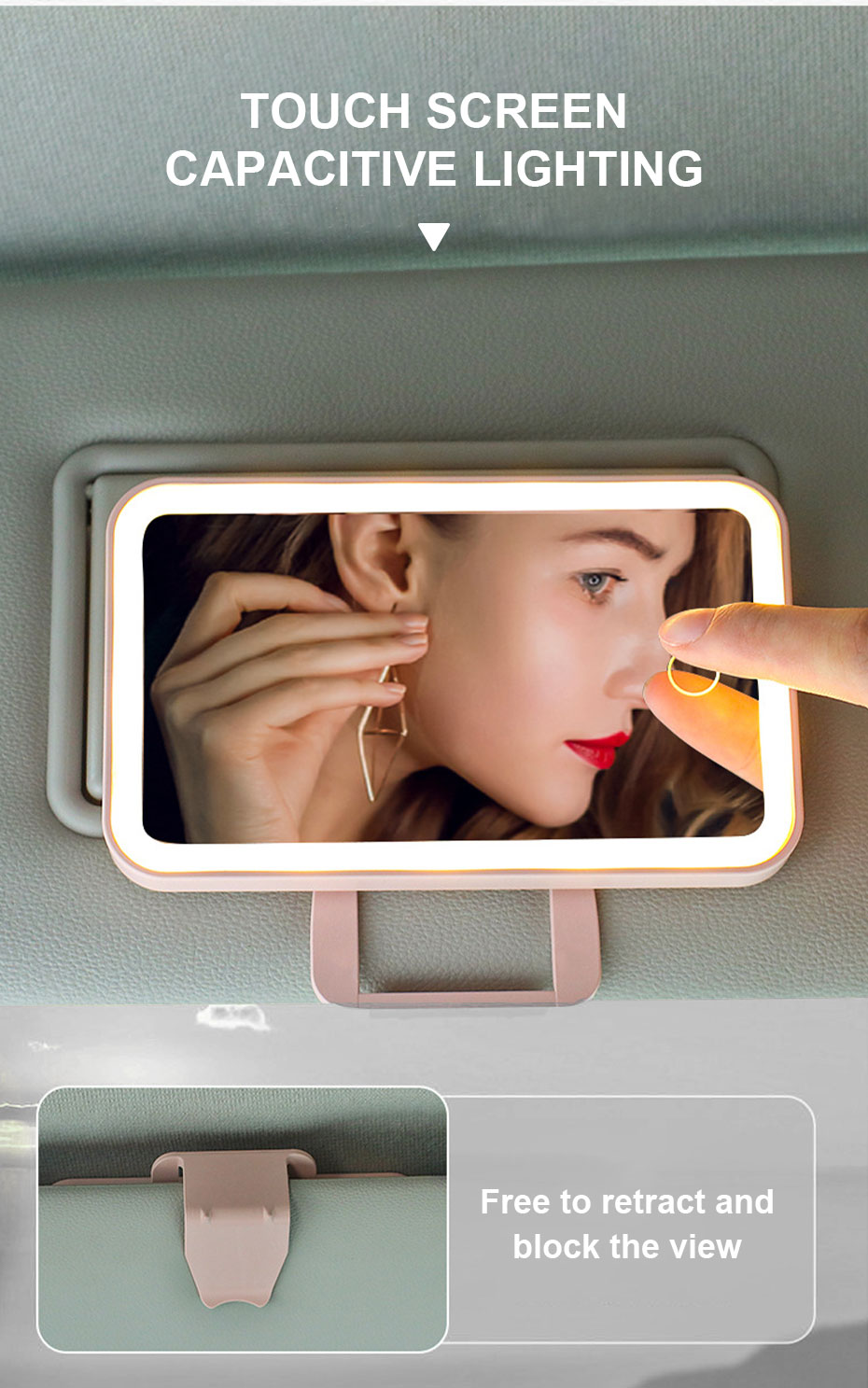 SEAMETAL Car Sun Visor Makeup Mirror Dimmable LED Rechargeable Fill ...