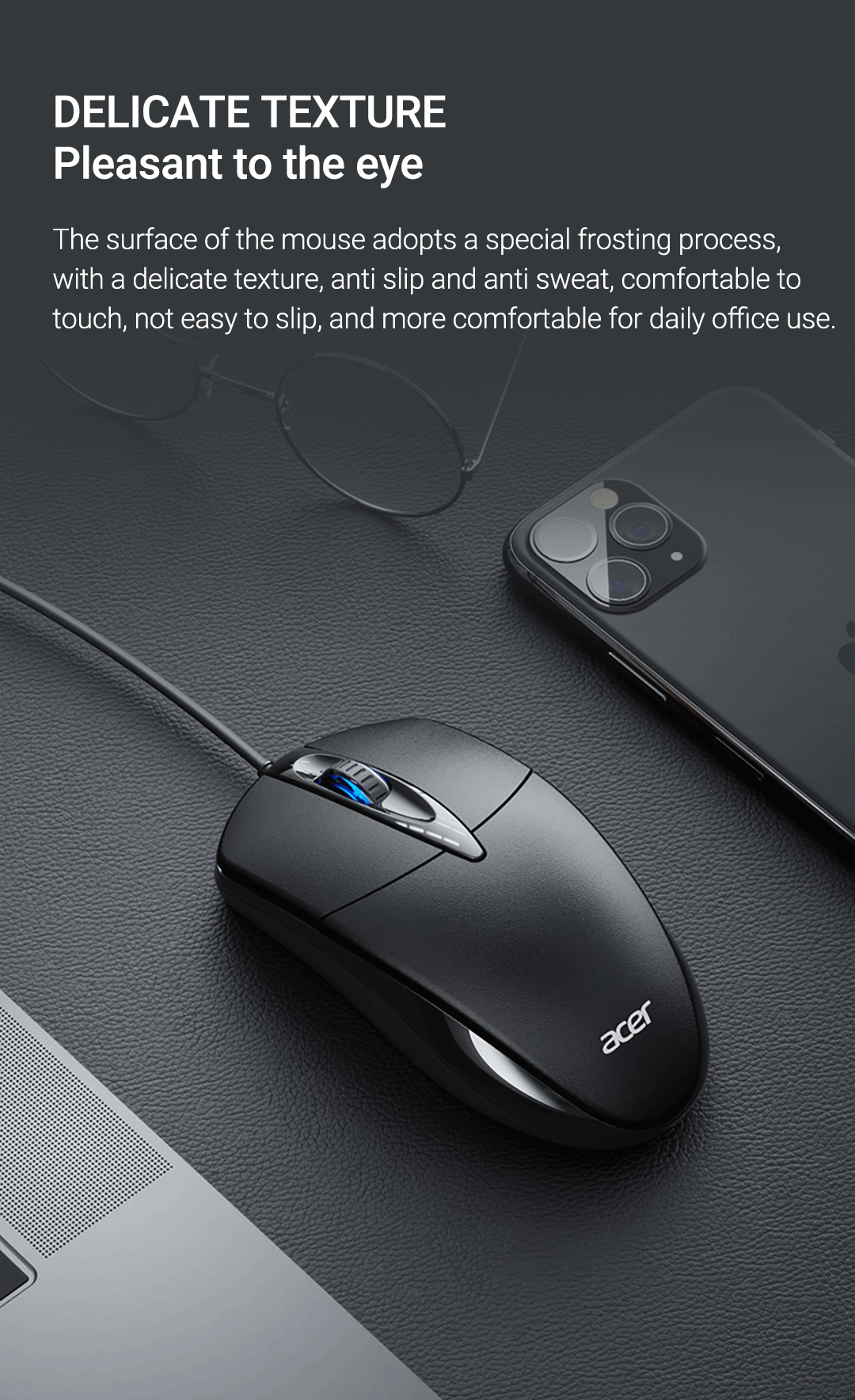 Acer Wired Mouse M119 Reduce Noise USB Interface 1000DPI Mute Design E ...