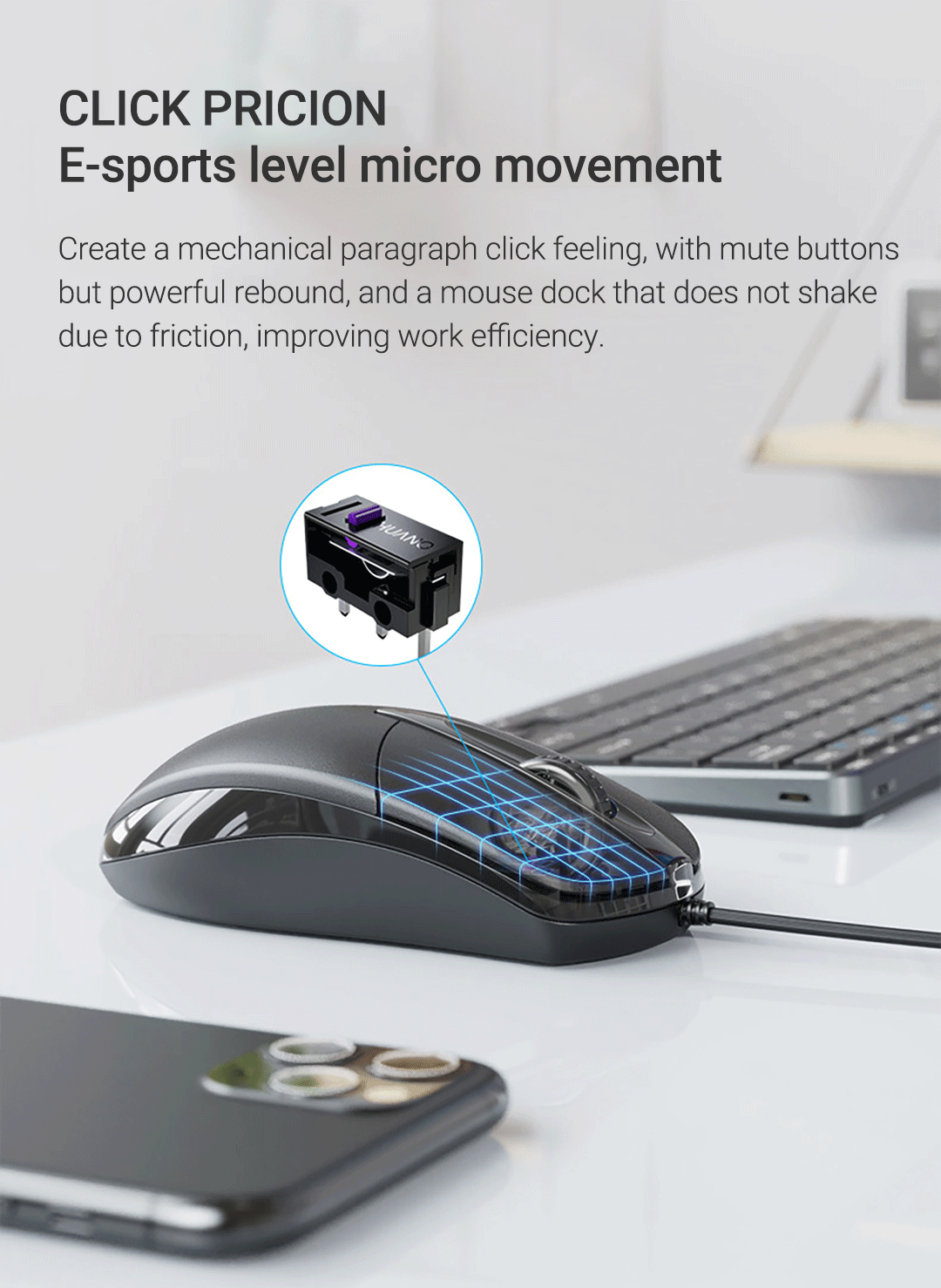 Acer Wired Mouse M119 Reduce Noise USB Interface 1000DPI Mute Design E ...
