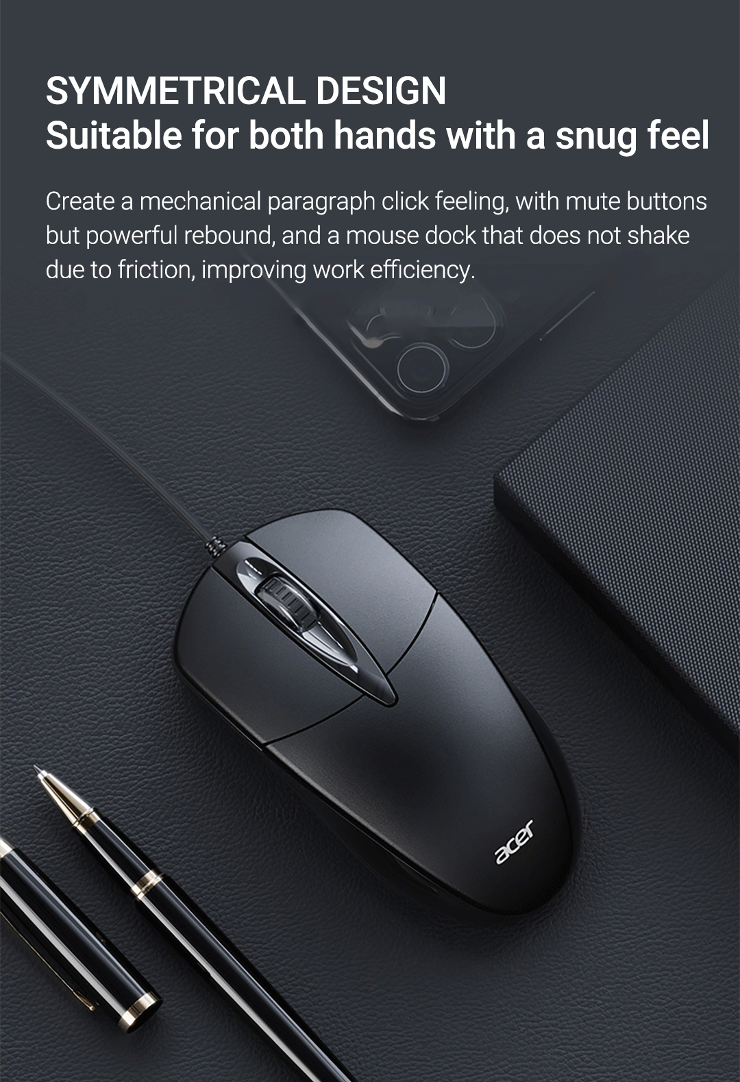 Acer Wired Mouse M119 Reduce Noise USB Interface 1000DPI Mute Design E ...