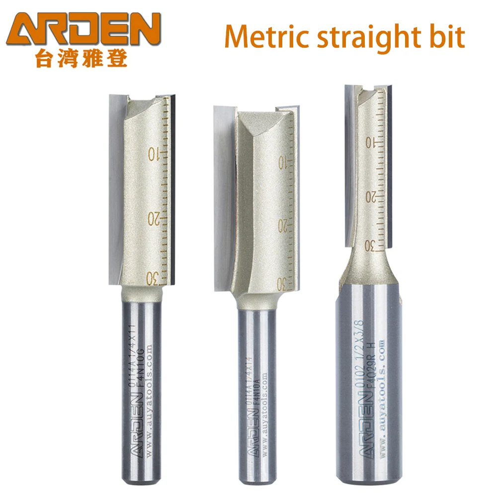 ARDEN Metric 2 Flute Straight Router Bit 1/4 1/2 Inch Shank 3-25mm ...