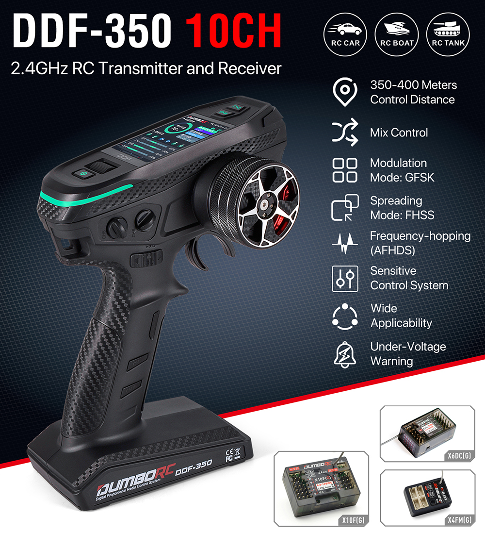 DUMBORC DDF-350 10CH RC Remote Controller 2.4Ghz Digital Radio ...