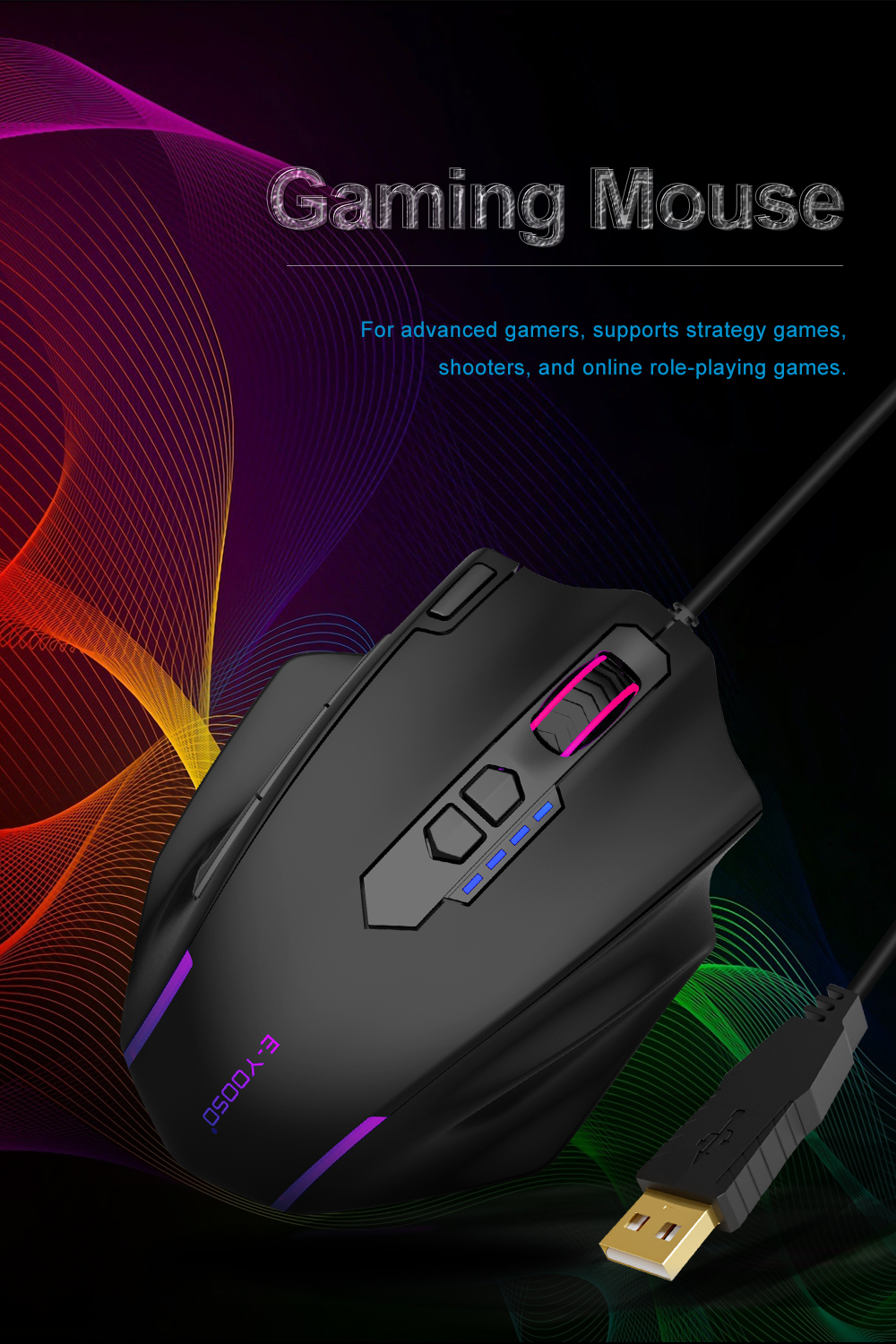 E-YOOSO X-41 USB Wired RGB Gaming Mouse 12400 DPI PAW3327 10 buttons ...